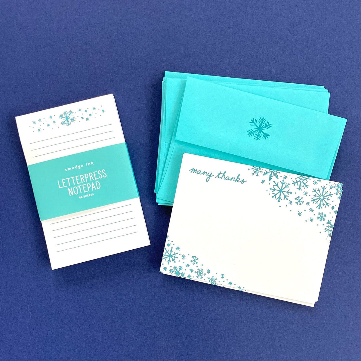 Snowflakes Gift Set | Gifts Under $30 | Letterpress | Smudge Ink