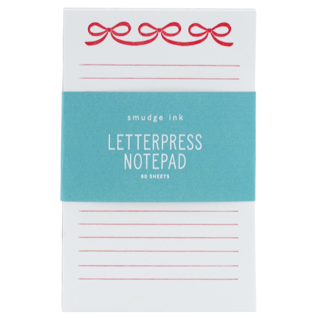 Red Bow Notepad | Letterpress | Smudge Ink