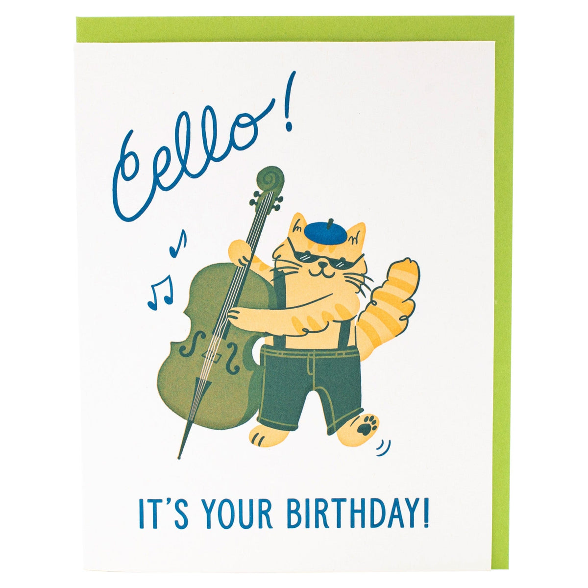 Cello Cat Birthday Card | Letterpress Cards | Smudge Ink
