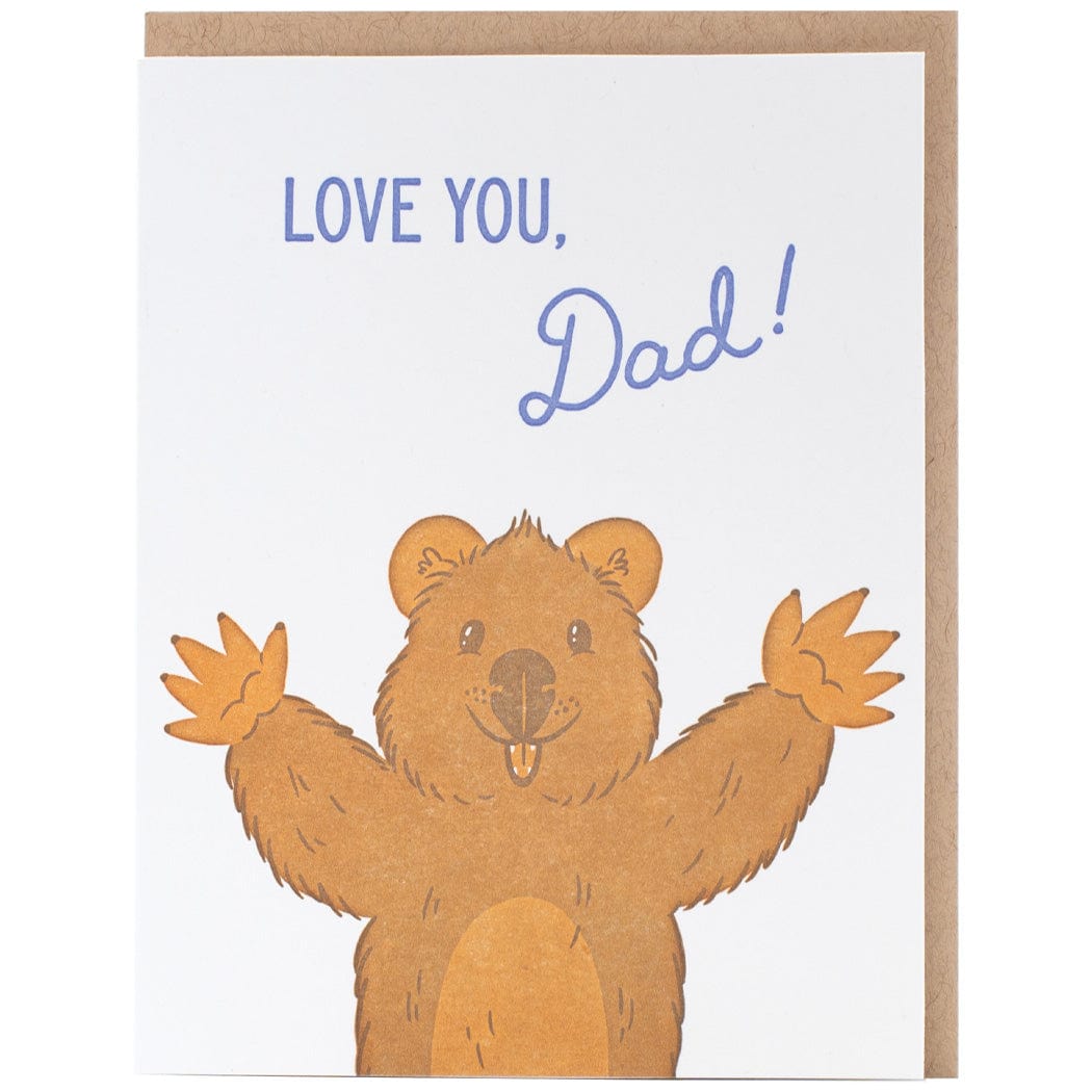 Quokka Hug Dad Card | Letterpress Cards | Smudge Ink