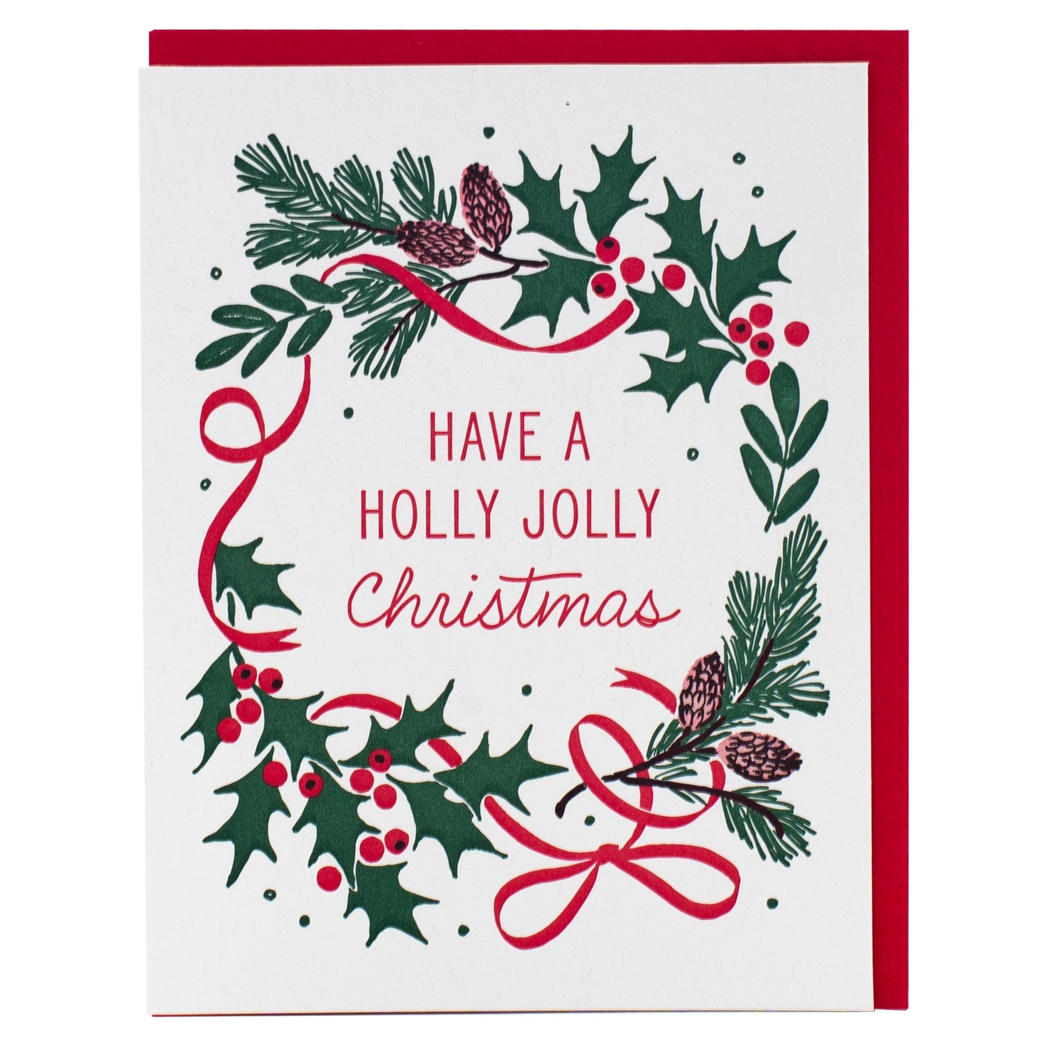 Holly Wreath Christmas Card | Smudge Ink