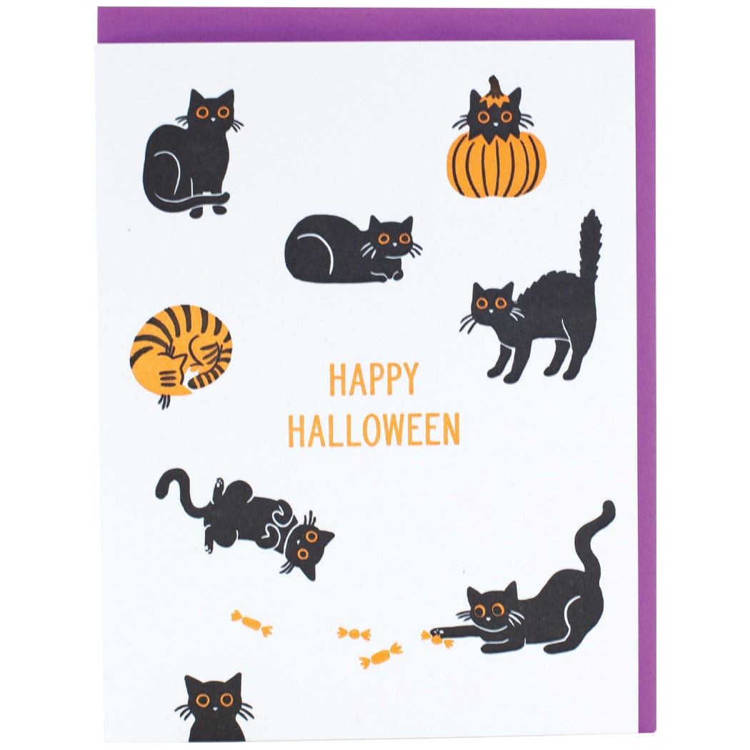 Scardey Cats Halloween Card | Letterpress | Smudge Ink