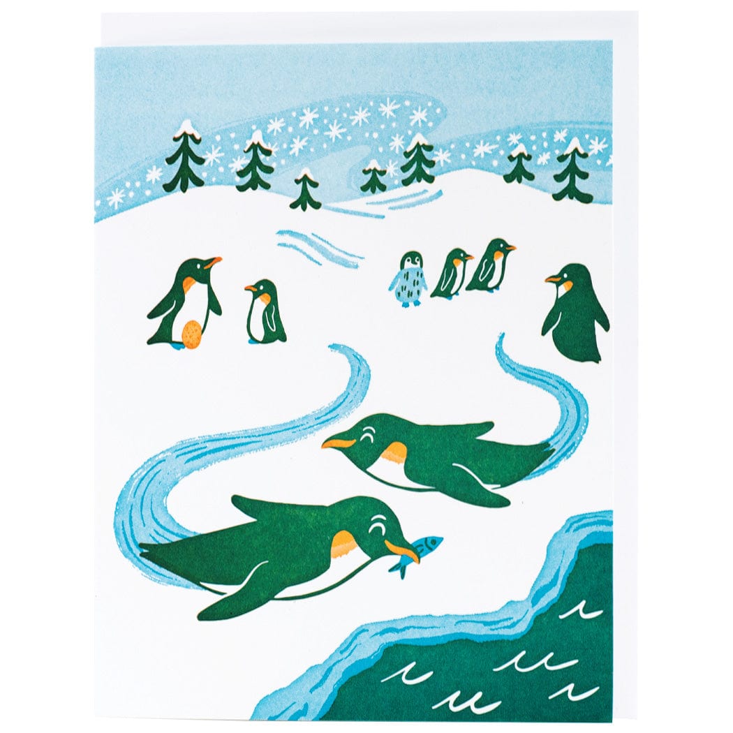 Playful Penguins Greeting Card | Letterpress | Smudge Ink