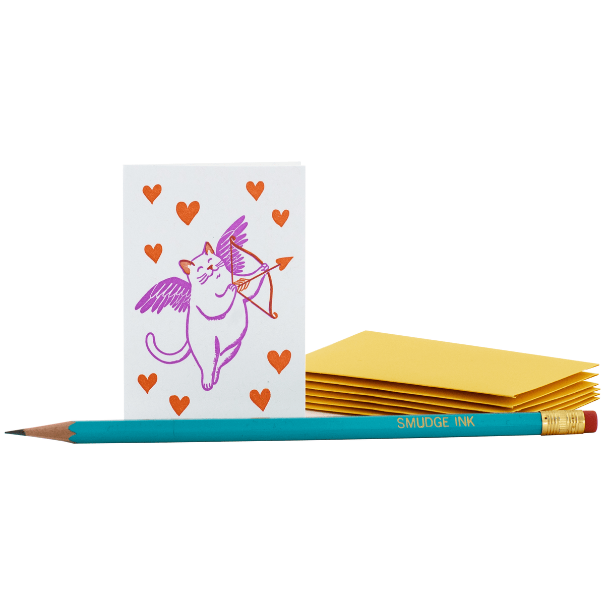 Mini Cupid Cat Enclosure Card | Letterpress | Smudge Ink
